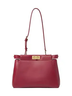 Fendi My Peekaboo Small Dark Red Leather Bag - [red]